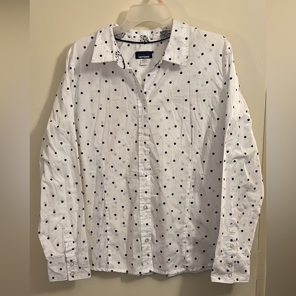 Basic Editions | Tops | Polkadot Basic Editions Button Down | Poshmark